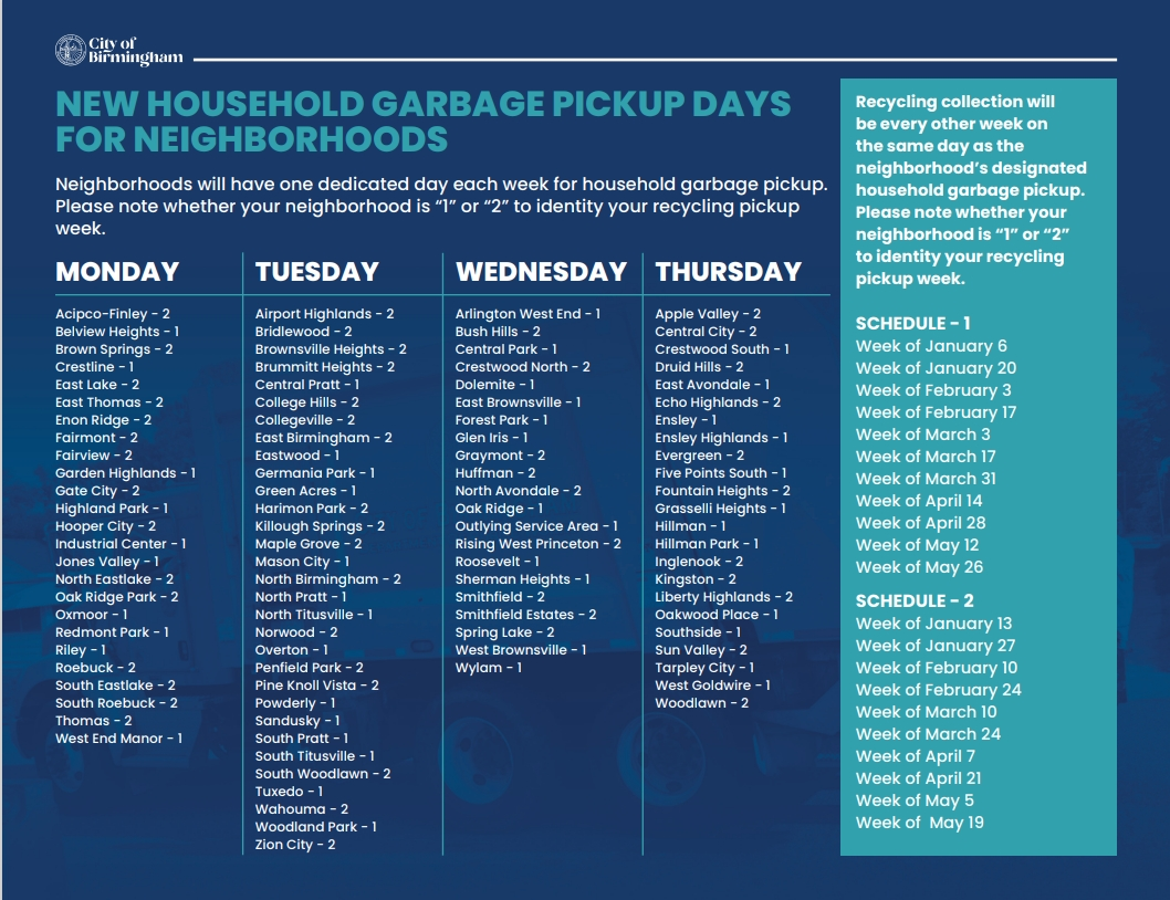 Birmingham begins new curbside waste collection schedule | WBHM 90.3